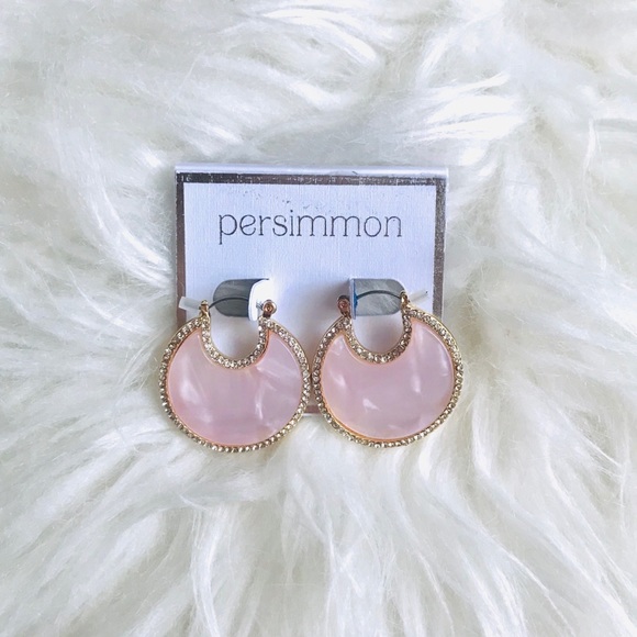 Persimmons | Jewelry | New Crystal Encrusted Rose Quartz Earrings ...